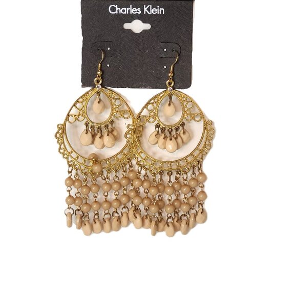 Charles Klein | Jewelry | Nwt Charles Klein Gold Tone Ivory Brown Bead ...